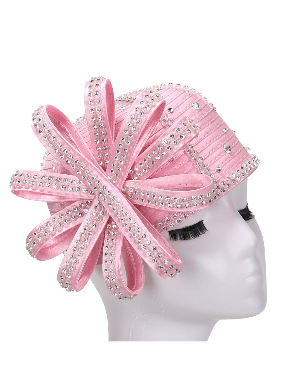Round Pillbox Hat w/ Flwr Ribbon&Scattered Stones – Giovanna Apparel