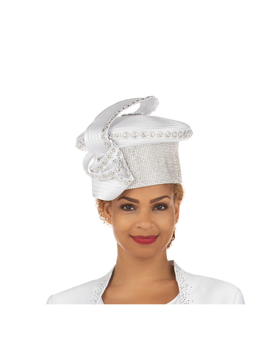 Massive Stoned Pillbox Hat w/ Flwr Stone Strip – Giovanna Apparel