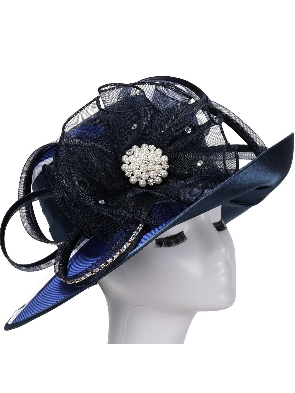 Side Flipped Med Brim hat w/ Mesh Flwr and Olivets – Giovanna Apparel