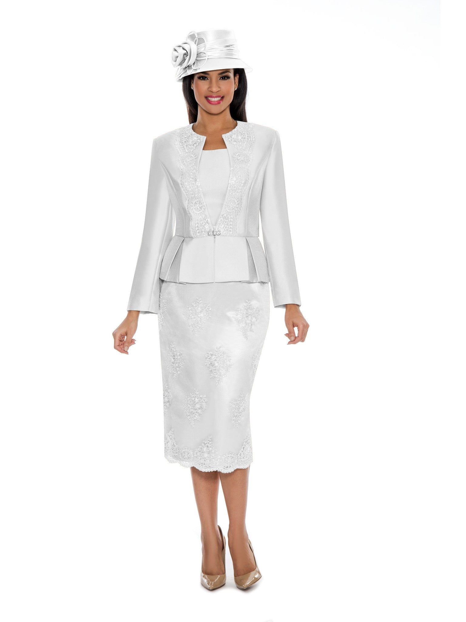 3pc Peplum Jkt Lace Overlay Skirt Suit-Plus – Giovanna Apparel
